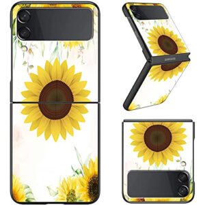 galaxy z flip 3 case,for samsung z flip 3 case,ultra slim hard pc shookproof folding protective cover for samsung galaxy z flip 3 5g 2021,sunflowers