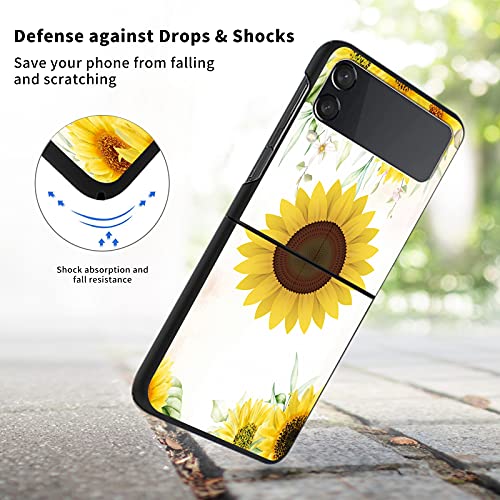 Galaxy Z Flip 3 Case,for Samsung Z Flip 3 Case,Ultra Slim Hard PC Shookproof Folding Protective Cover for Samsung Galaxy Z Flip 3 5G 2021,Sunflowers