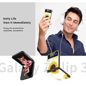 Galaxy Z Flip 3 Case,for Samsung Z Flip 3 Case,Ultra Slim Hard PC Shookproof Folding Protective Cover for Samsung Galaxy Z Flip 3 5G 2021,Sunflowers