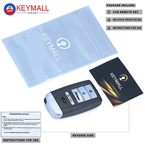 Keymall Car Smart Key Fob Keyless Entry Remote Key Replacement for Acura MDX 2014-2020 for Acura RDX 2016-2018 (FCC ID:KR5V1X P/N:A2C32523200) ID47 Chip 4 Buttons