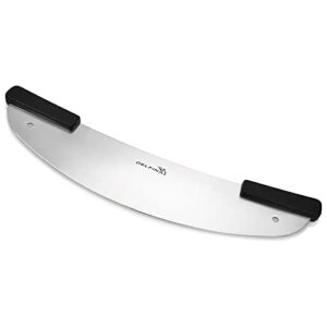 delfina pizza cutter knife 20" w/non-slip handle, professional commercial sharp pizza rocker, high carbon large pie bread slicer, premium pizza oven accessories, dishwahser safe