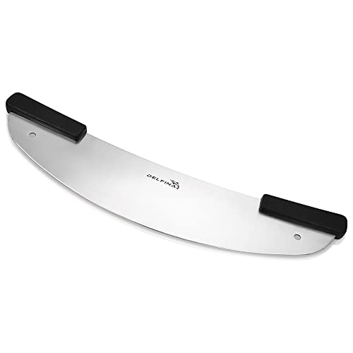 DELFINA Pizza Cutter Knife 20" w/Non-Slip Handle, Professional Commercial Sharp Pizza Rocker, High Carbon Large Pie Bread Slicer, Premium Pizza Oven Accessories, Dishwahser Safe