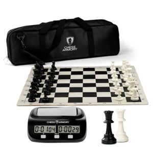 chess armory deluxe chess club set with clock and vinyl board