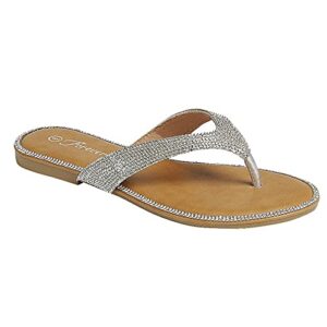 Women Fashion Rhinestones Dazzling Flip-Flops Slip On Comfort Slippers Shining Outdoor Sandals Silver (numeric_6_point_5)