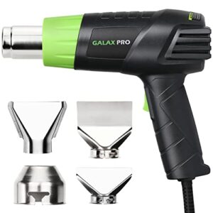 galax pro heat gun 12.5amp hot air gun kit variable temperature control with 2-temp settings 4 nozzles 300℃-500℃ for crafts, shrinking pvc