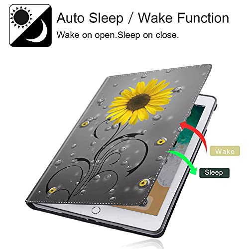 Case for New iPad Mini 6 2021 (6th Generation), Multi-Angle View Adjustable Stand Auto Wake/Slee for iPad Mini 6th Gen 8.3 Inch ,Yellow Gray Sunflower Bubble