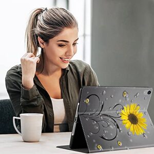 Case for New iPad Mini 6 2021 (6th Generation), Multi-Angle View Adjustable Stand Auto Wake/Slee for iPad Mini 6th Gen 8.3 Inch ,Yellow Gray Sunflower Bubble