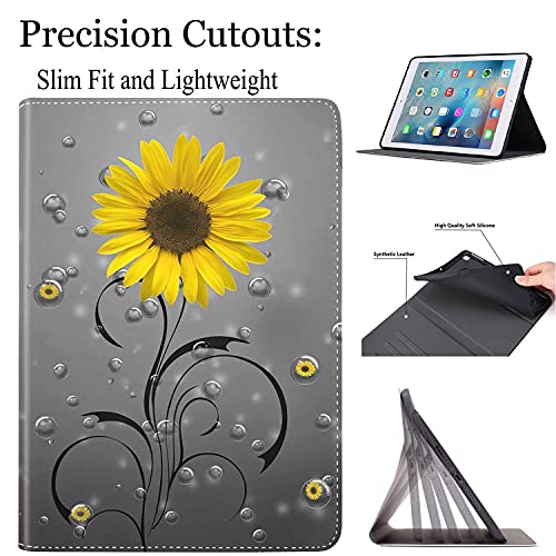 Case for New iPad Mini 6 2021 (6th Generation), Multi-Angle View Adjustable Stand Auto Wake/Slee for iPad Mini 6th Gen 8.3 Inch ,Yellow Gray Sunflower Bubble