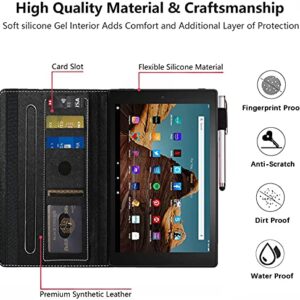 Case for All Amazon Kindle Fire 7 Tablet (9th/7th/5th Generation, 2019/2017/2015 Version) 7 inch, Multi-Angle View Adjustable Stand Auto Wake/Slee,Cowhide Farm Animal Skin Leopard Brown Cow