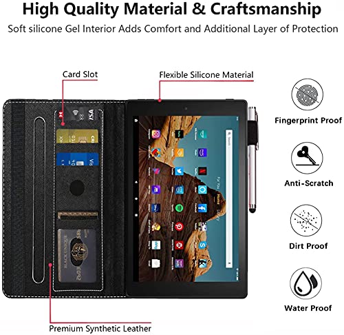 Case for All Amazon Kindle Fire 7 Tablet (9th/7th/5th Generation, 2019/2017/2015 Version) 7 inch, Multi-Angle View Adjustable Stand Auto Wake/Slee,Cowhide Farm Animal Skin Leopard Brown Cow