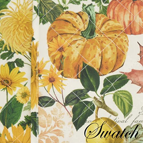 Sweet Pea Linens Quilted Bright Fall, Harvest, Sunflower and Pumpkin, Wedge-Shaped Placemats - Set of Four Plus Center Round-Charger