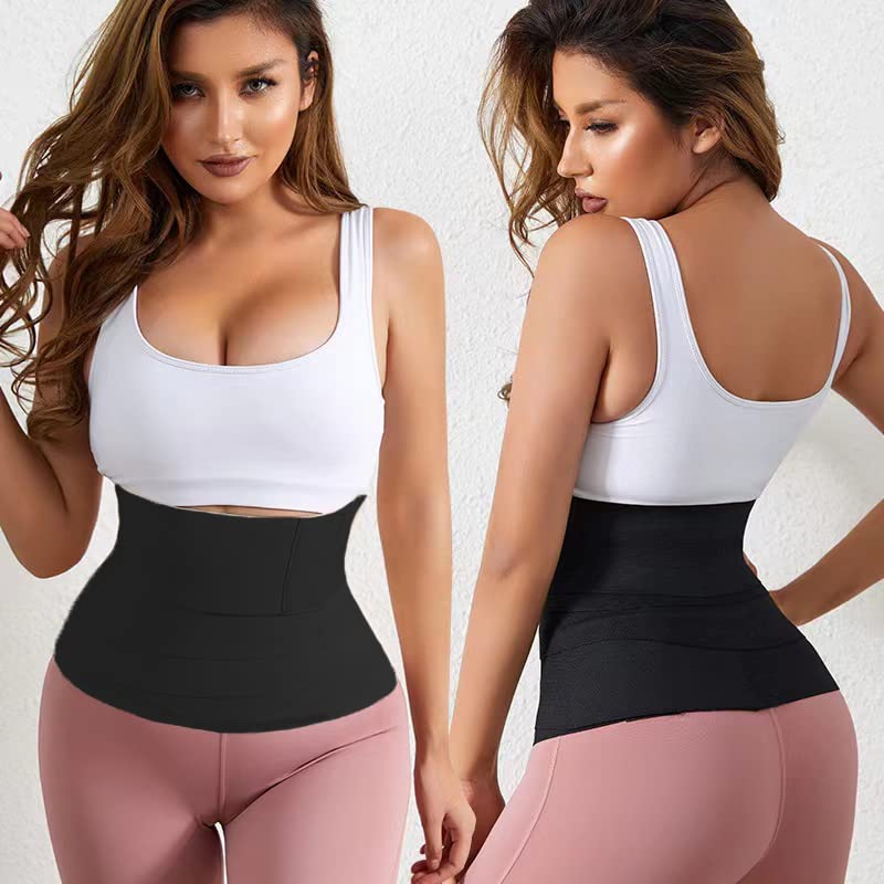 Aniolzd Waist Trainer for Women Waist Wraps for Stomach Snatch Me Up Bandage Tummy Wrap Invisible Plus Size Trimmer Belt Sweat Body Shaper Snatcher 13.1ft Black