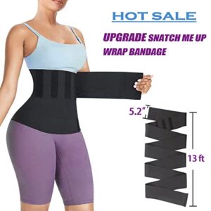 Aniolzd Waist Trainer for Women Waist Wraps for Stomach Snatch Me Up Bandage Tummy Wrap Invisible Plus Size Trimmer Belt Sweat Body Shaper Snatcher 13.1ft Black