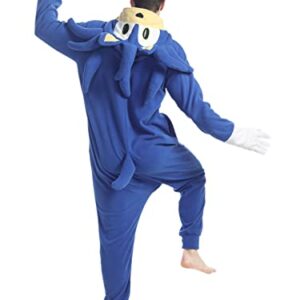 Oiziuzio Adult Animal Onesies Unisex Holloween Costume Hedgedog Pajamas for Women Men Blue L