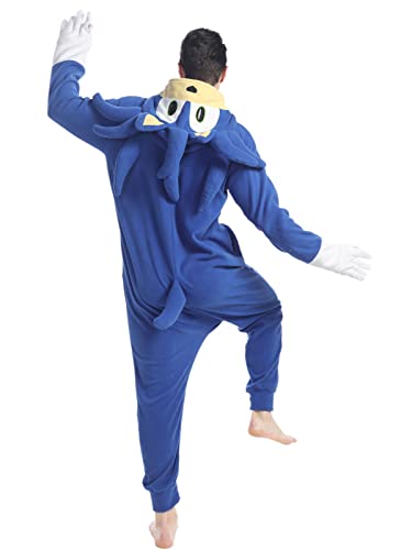 Oiziuzio Adult Animal Onesies Unisex Holloween Costume Hedgedog Pajamas for Women Men Blue L