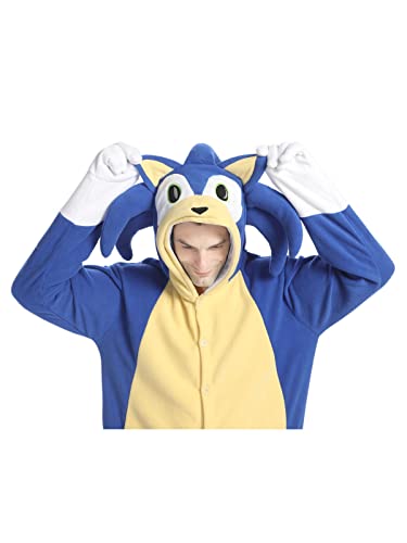 Oiziuzio Adult Animal Onesies Unisex Holloween Costume Hedgedog Pajamas for Women Men Blue L