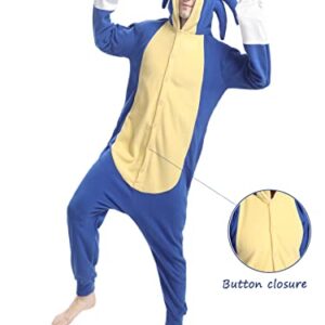 Oiziuzio Adult Animal Onesies Unisex Holloween Costume Hedgedog Pajamas for Women Men Blue L