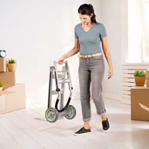 HaulPro Fully Assembled Foldable Hand Truck with 8" Mold-On Rubber Wheels – Horizontal Loop Handle. 500 Lb. Capacity Dolly for Travel, Moving and Office Use | 14 X 7.5 Extruded Aluminum Nose Plate