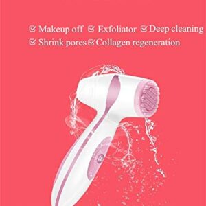 Magentak Electric Facial Cleansing Brush and Spa Massager Rechargeable Heart Motivation with 2 Types of Silicone Heads for Deep Cleansing, Exfoliating and Massaging (Pink)