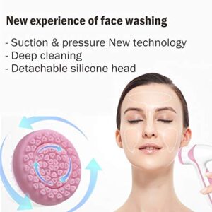 Magentak Electric Facial Cleansing Brush and Spa Massager Rechargeable Heart Motivation with 2 Types of Silicone Heads for Deep Cleansing, Exfoliating and Massaging (Pink)