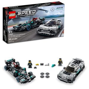 lego speed champions mercedes-amg f1 w12 e 76909 performance & project one toy car set, mercedes model car building kit, collectible race car toy, great car gift for kids and teens