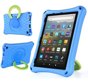 fire hd 10 & fire hd 10 plus tablet case for kids,(fire hd 10 tablet case for kids,2021 release,11th generation), rotating kickstand lightweight shockproof handle kids case-blue