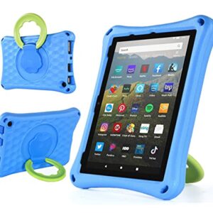 Fire HD 10 & Fire HD 10 Plus Tablet Case for Kids,(Fire HD 10 Tablet Case for Kids,2021 Release,11th Generation), Rotating Kickstand Lightweight Shockproof Handle Kids Case-Blue