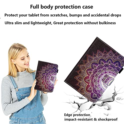 UUcovers iPad Mini 6 Case 2021 with Pencil Holder [Auto Wake/Sleep] Magnetic Smart PU Leather Folio Stand Wallet Soft TPU Shockproof Cover for Apple iPad Mini 6th Gen (8.3"), Purple Mandala Flower