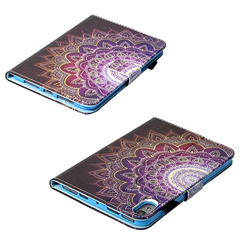 UUcovers iPad Mini 6 Case 2021 with Pencil Holder [Auto Wake/Sleep] Magnetic Smart PU Leather Folio Stand Wallet Soft TPU Shockproof Cover for Apple iPad Mini 6th Gen (8.3"), Purple Mandala Flower