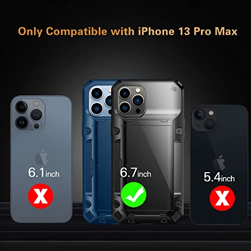 SUPBEC iPhone 13 Pro Max Wallet Case, Screen Protector x2, Hidden Card Slot, Military Grade Protection, 6.7" Black