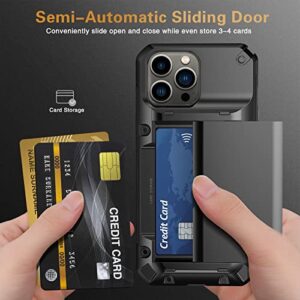 SUPBEC iPhone 13 Pro Max Wallet Case, Screen Protector x2, Hidden Card Slot, Military Grade Protection, 6.7" Black