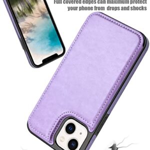 MMHUO for iPhone 13 Case Wallet Magnetic Back Flip Case for iPhone 13 Case for Women Girls with Card Holder Protective Case Phone Case for iPhone 13 6.1 Inches (2021),Purple