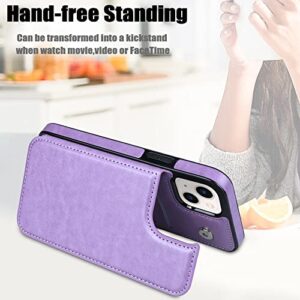 MMHUO for iPhone 13 Case Wallet Magnetic Back Flip Case for iPhone 13 Case for Women Girls with Card Holder Protective Case Phone Case for iPhone 13 6.1 Inches (2021),Purple