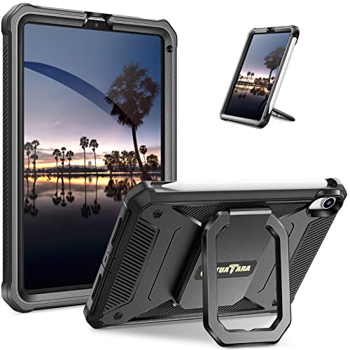 Fintie Case for iPad Mini 6 2021 - [Tuatara Magic Ring] 360 Degree Rotating Grip Shockproof Rugged Cover w/Built-in Screen Protector for iPad Mini 6th Generation 8.3 Inch, Black