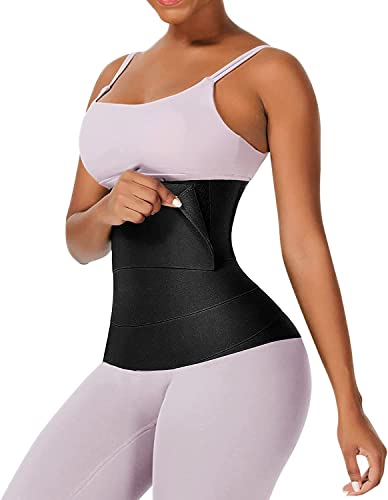 Waist Trainer for Women | Quick Snatch Me Up Bandage Wrap Lumbar Waist Support Belt - Adjustable Comfortable Lower Back Pain Relief Tight - Fitting Waist Waistband | Bonus Gift Breast Lift Tape Black