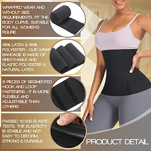 Waist Trainer for Women | Quick Snatch Me Up Bandage Wrap Lumbar Waist Support Belt - Adjustable Comfortable Lower Back Pain Relief Tight - Fitting Waist Waistband | Bonus Gift Breast Lift Tape Black