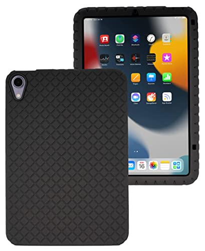 Veamor iPad Mini 6 Case Cover, Anti Slip Silicone Flexible Rubber Protective Bumper for Apple iPad Mini 6th Gen 8.3 Inch 2021, Kids Friendly/Drop Proof/Shockproof (Black)