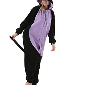 ULEEMARK Unisex Adult Onesie Animal Pajamas One Piece Halloween Costumes Cosplay Christmas Sleepwear Midnight Cat