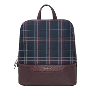 david jones women fashion checker bag everyday work travel backpack (bordeaux)