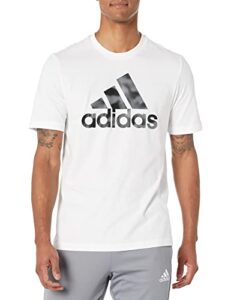 adidas men's essentials camouflage printed tee, white, medium