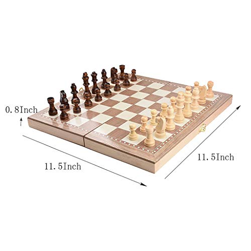 FINE MEN WYX-Chess, 1set 3-in-1 Wooden Chess Set Portable International Chess 11.6x11.6 Inch for Kids Adults