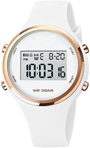 xczap ladies outdoor sport watches alarm clock 5bar waterproof led women digital watch (white)