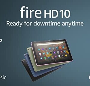 Fire HD 10 tablet, 10.1", 1080p Full HD, 32 GB, latest model (2021 release), Olive, without lockscreen ads