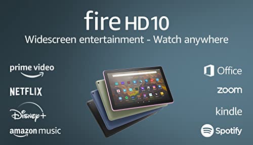 Fire HD 10 tablet, 10.1", 1080p Full HD, 32 GB, latest model (2021 release), Olive, without lockscreen ads