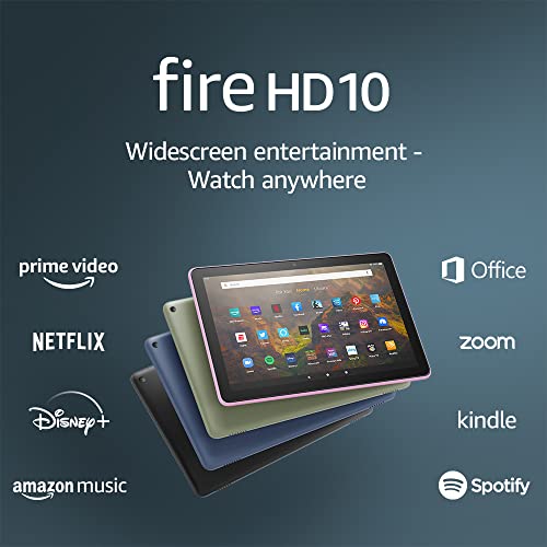 Fire HD 10 tablet, 10.1", 1080p Full HD, 32 GB, latest model (2021 release), Olive, without lockscreen ads