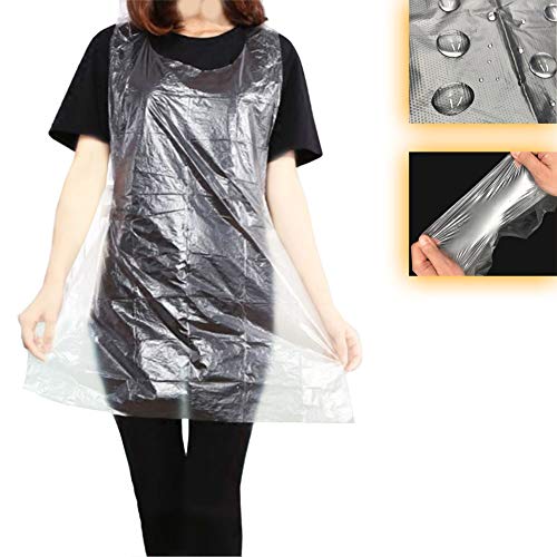 UniPleased Disposable Aprons (100 Count), Plastic apron for Painting Party, Cooking, Housework, Picnic etc.