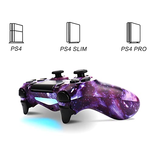 Wireless PS4 Controller, Game Controller for Playstation 4 with Dual Vibration and Charging Cable (Purple Galaxy)