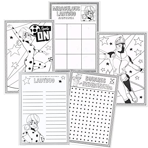 Miraculous Ladybug and Cat Noir - Activity Bundle - Miraculous Ladybug Stickers, Coloring Book, 2-Sided Door Hanger