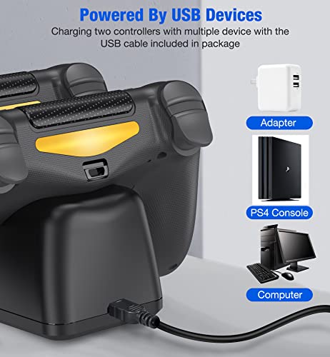 PS4 Controller Charger Dock Station, PS4 Remote Charging Station with Fast-Charging Port, Replacement for Playstation 4 Controller Charger