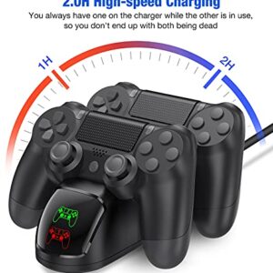 PS4 Controller Charger Dock Station, PS4 Remote Charging Station with Fast-Charging Port, Replacement for Playstation 4 Controller Charger